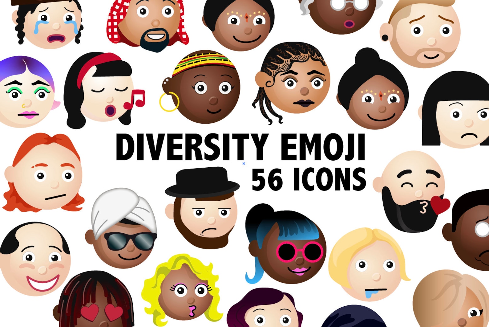 DIVERSITY CHARACTERS CLIPART - Faces Emoji - Printable Around the World ...