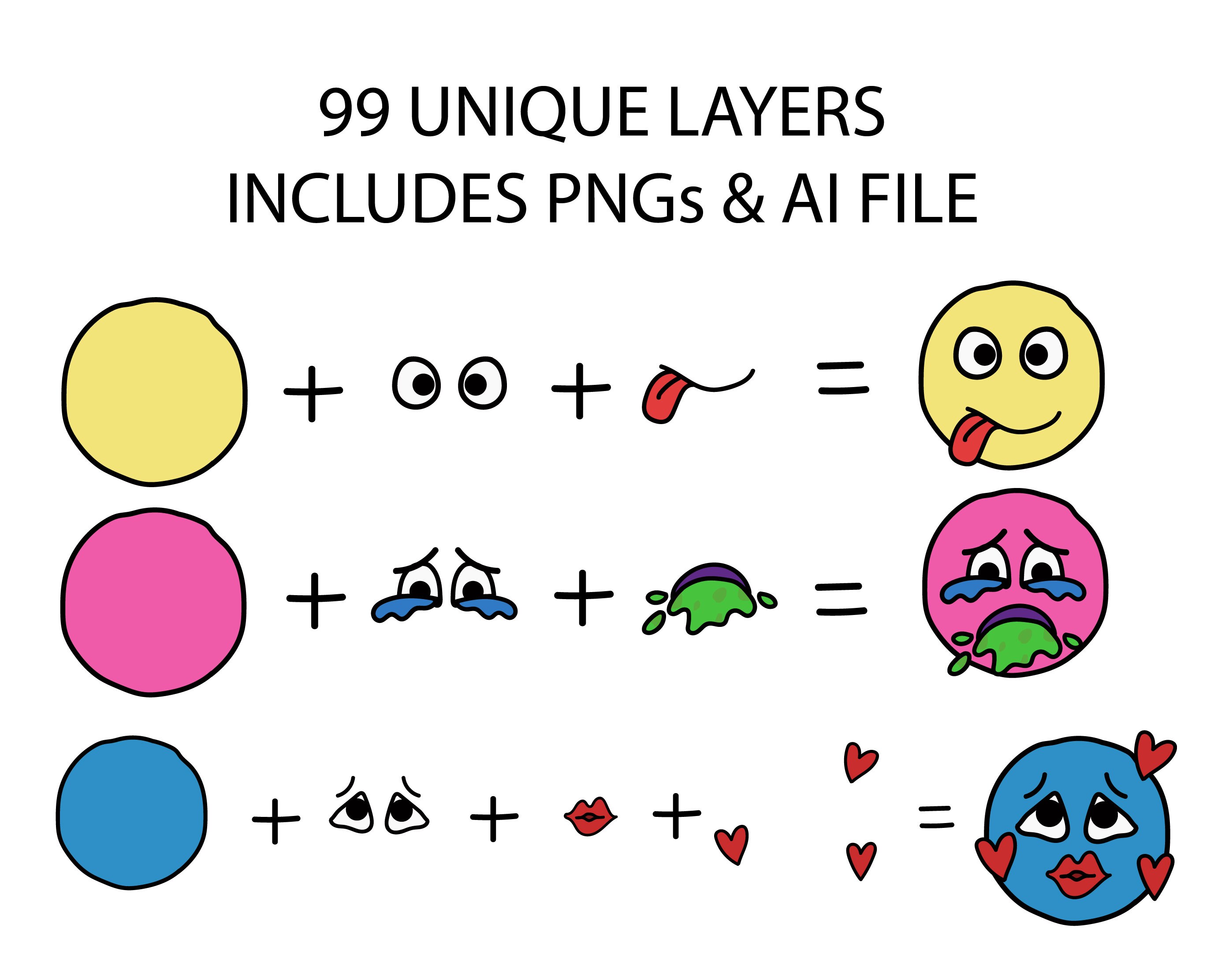 Build Your Own EMOJI Design Kit Hand Drawn Style Custom - Etsy UK