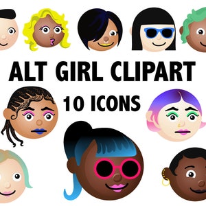 ALT GIRL CLIPART Alternative Character Icons Diverse Teenager Emoji ...