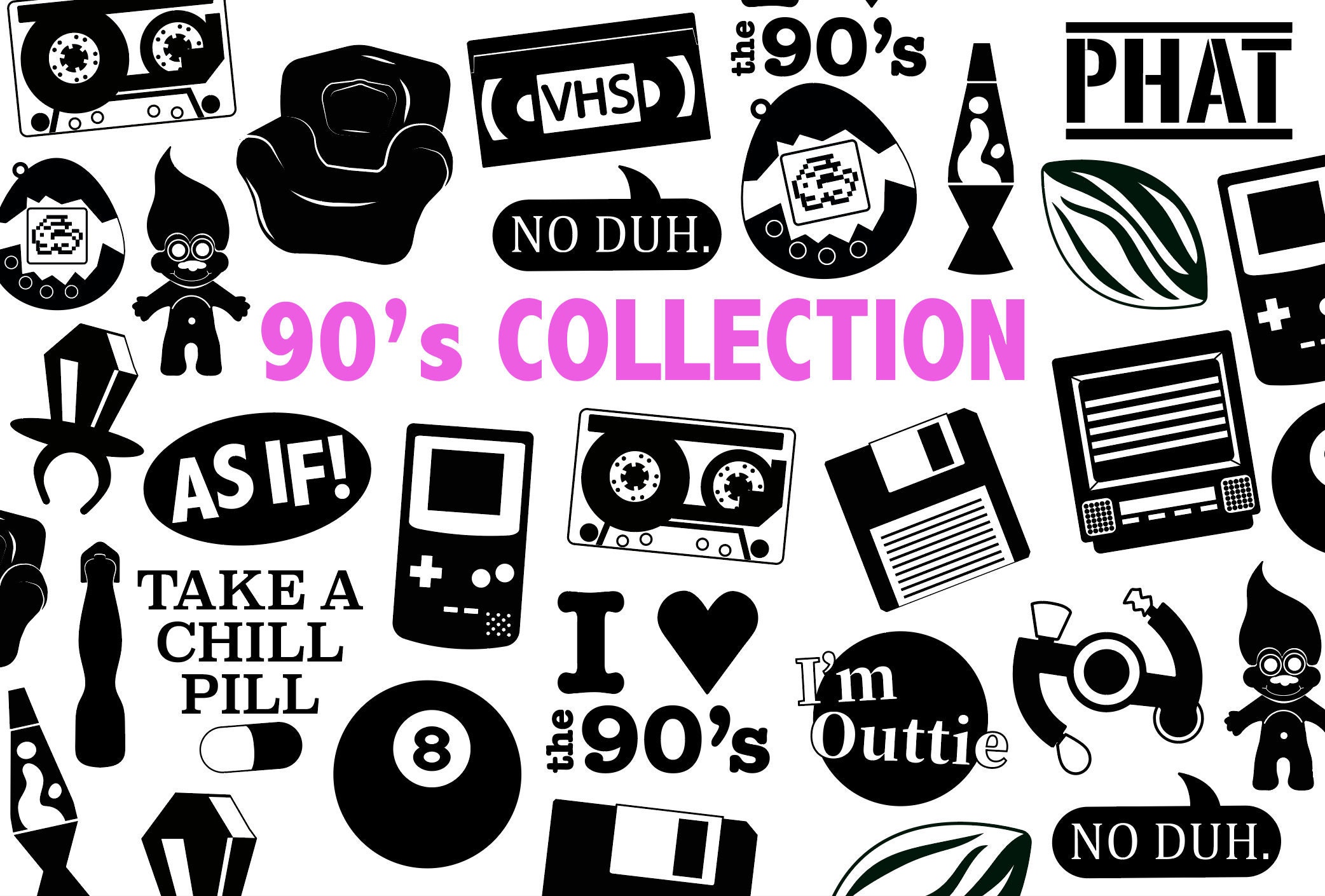 90's SVG COLLECTION 90s clipart cut files and 90s | Etsy