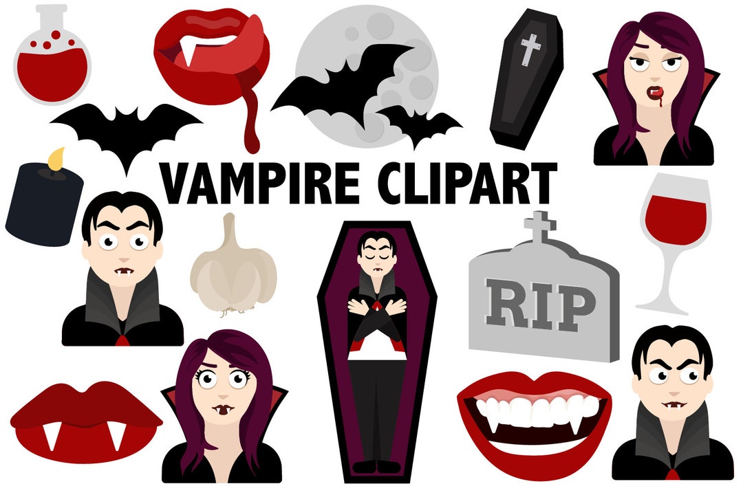VAMPIRE CLIPART Dracula Halloween Printable Clip Art Gothic Party Icons ...