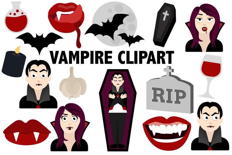 VAMPIRE CLIPART Dracula Halloween Printable Clip Art Gothic | Etsy
