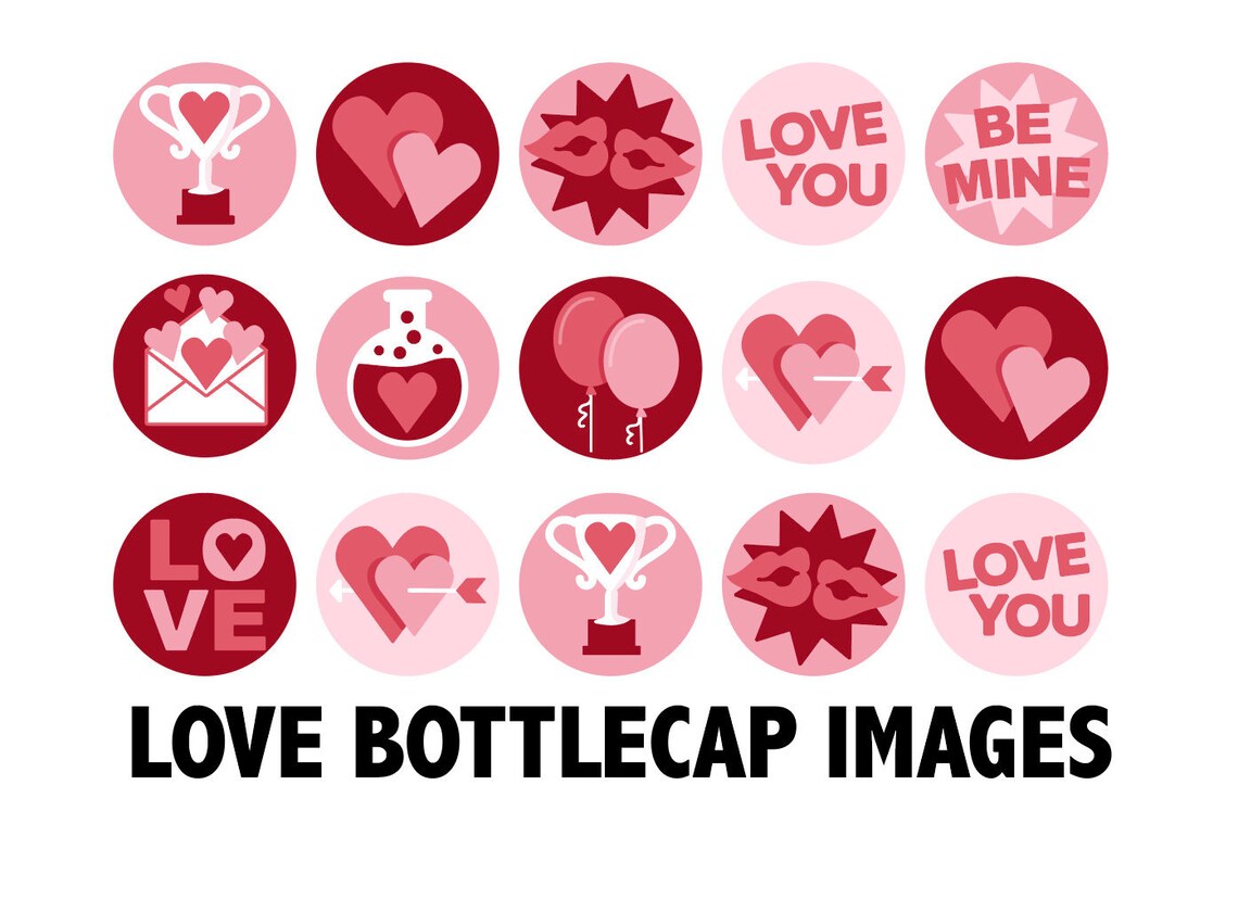 VALENTINE CLIPART Printable Cupcake Toppers 1 Inch Heart - Etsy