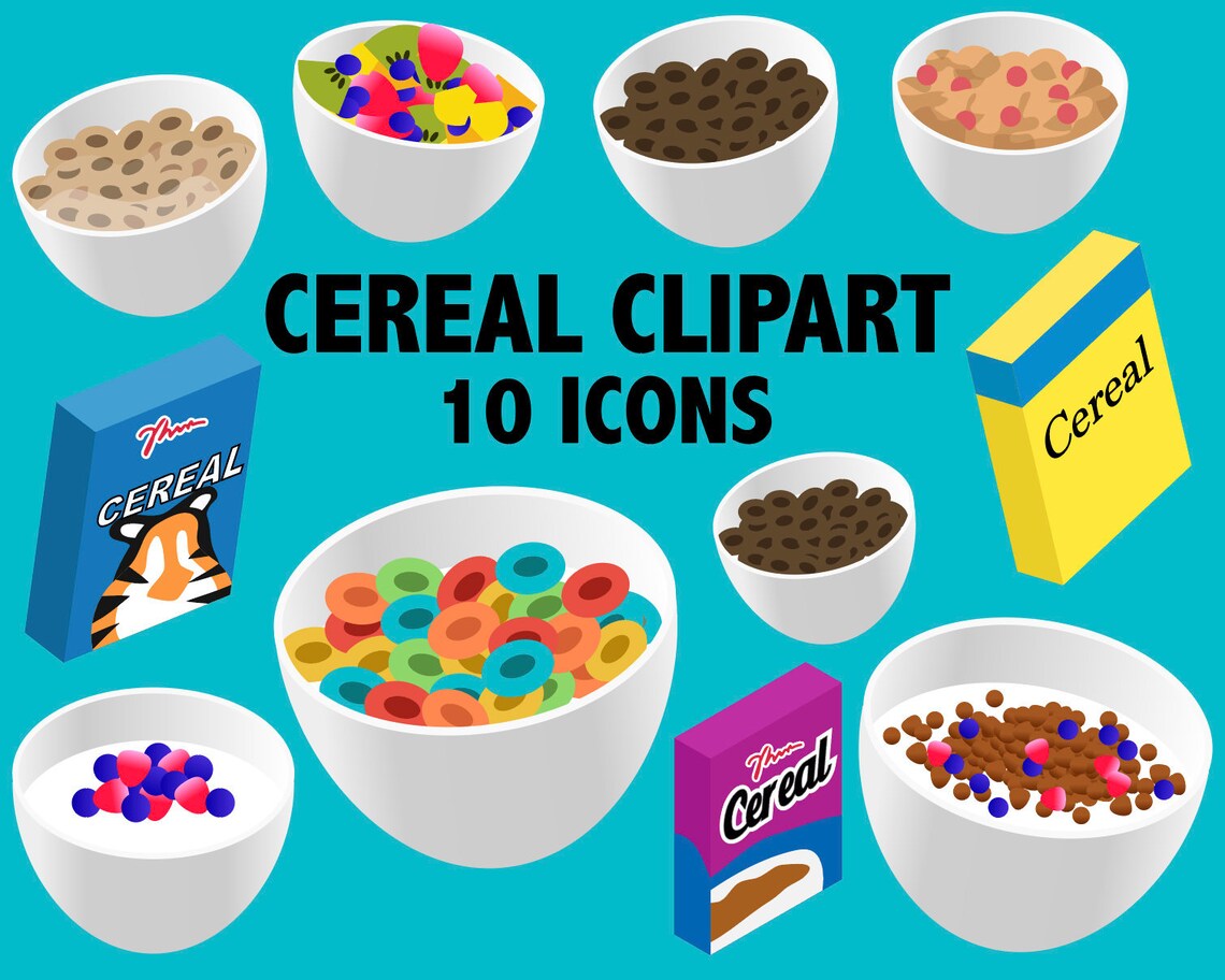 CEREAL CLIPART Breakfast and Brunch Cold Cereal Icons - Etsy