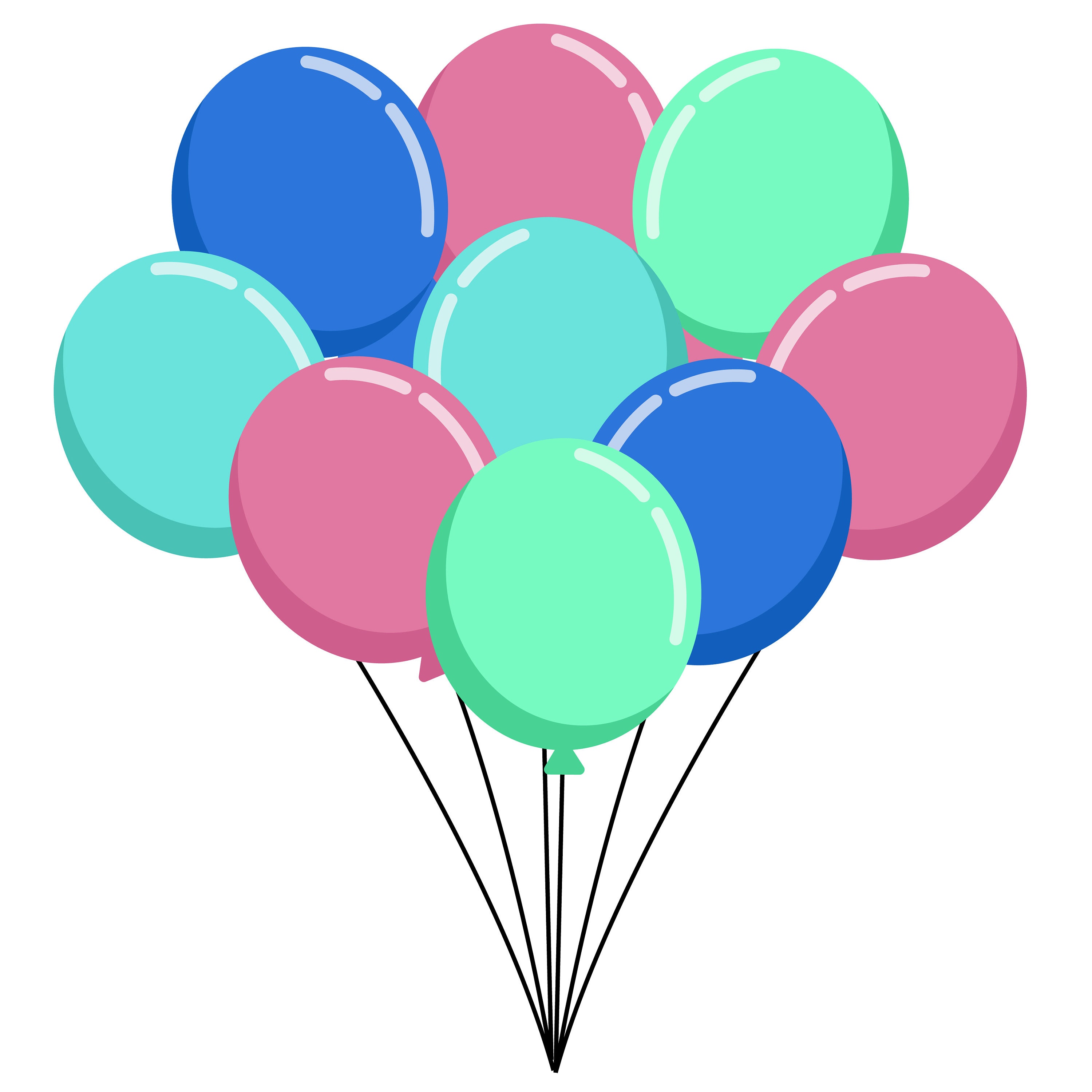 NEON BIRTHDAY CLIPART Colorful Printable Party Icons | Etsy
