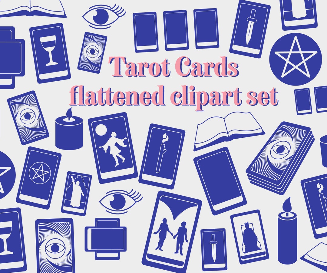 Tarot Cards Clipart Set Flat Images Occult Wicca and Psychic Icons ...
