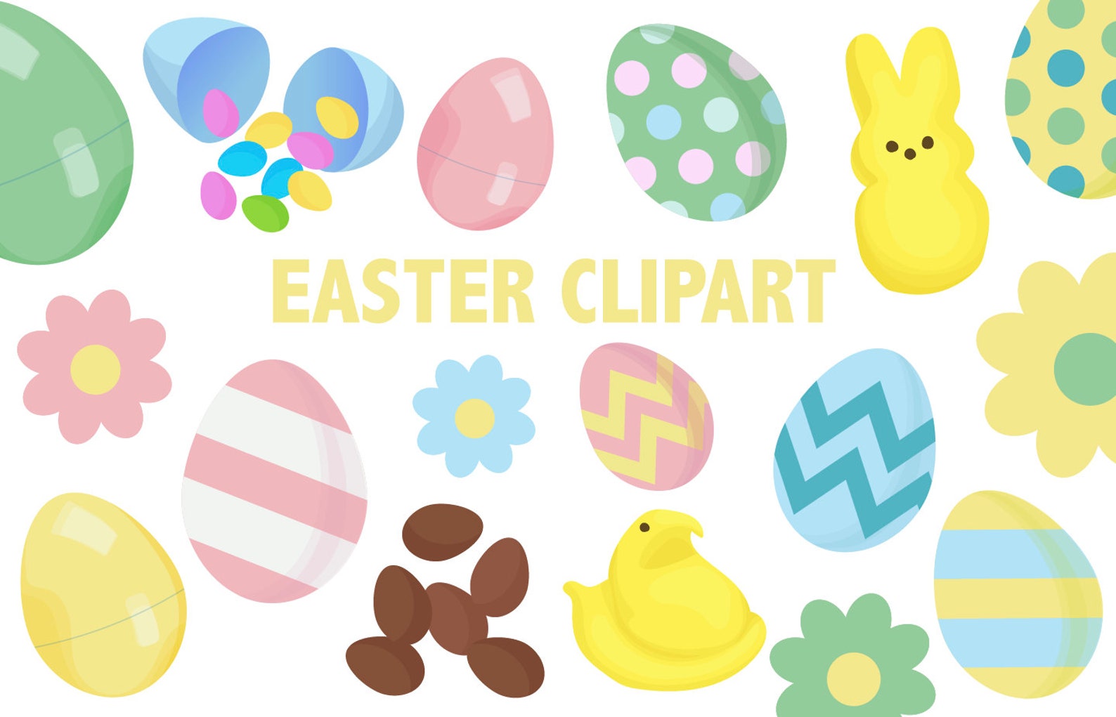 EASTER CLIPART Painted Egg and Candy Icons Colorful - Etsy