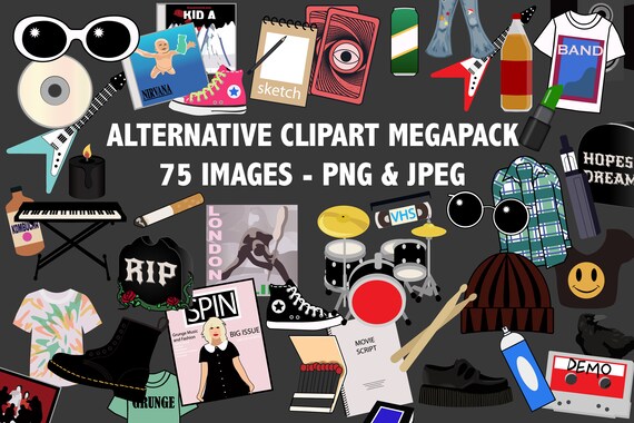 Alternative Scene Clipart Megabundle 75 Grunge Punk Emo | Etsy