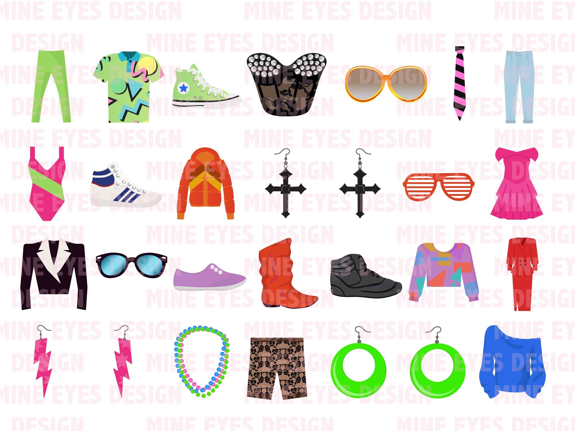 80'S FASHION CLIPART Retro Clip Art 80s Outfits Nostalgic