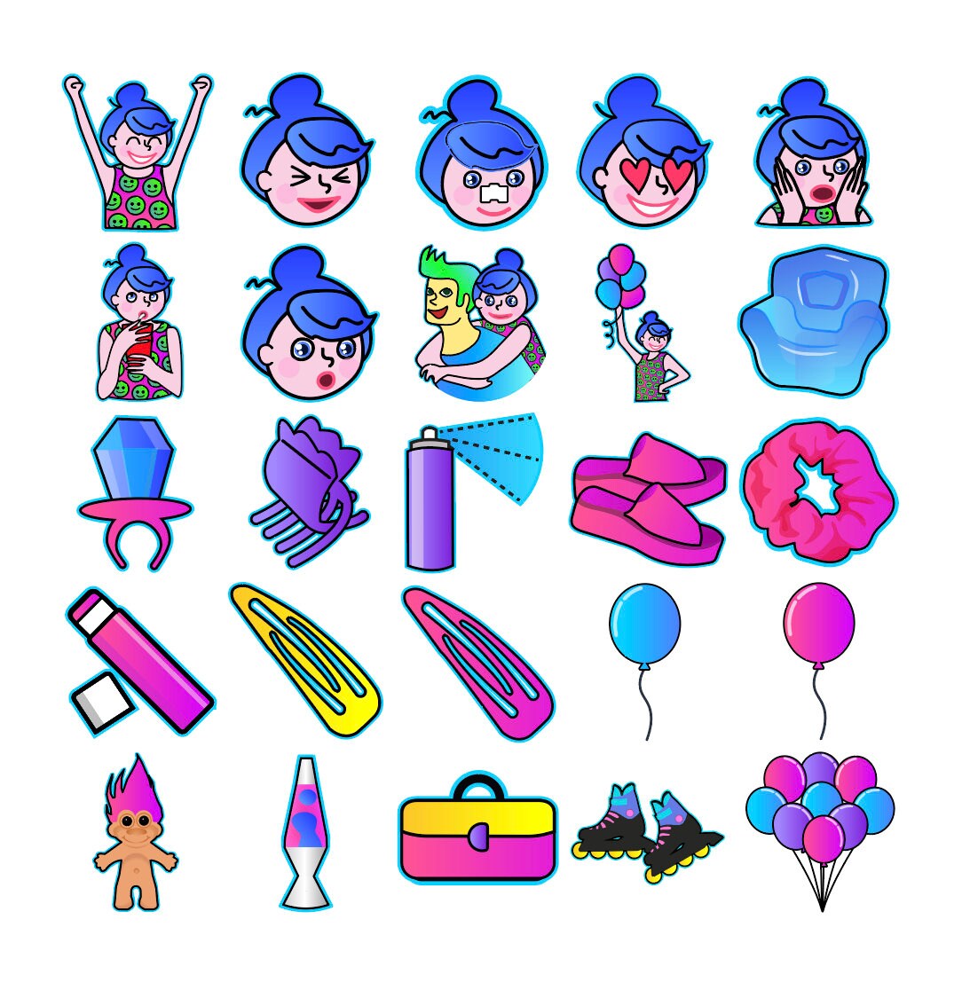 90s GIRL CLIPART Klassische 90er Jahre Kinder Icons Retro - Etsy Schweiz