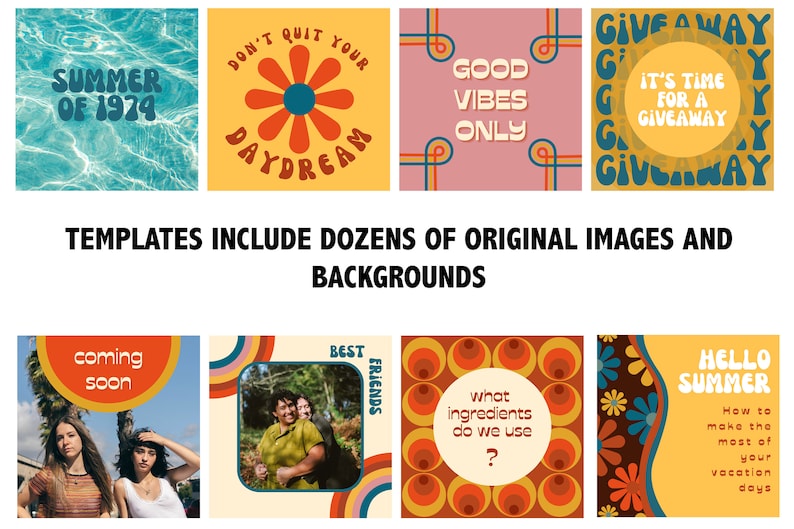 70's Retro Instagram Post Templates 30 Canva Templates - Etsy
