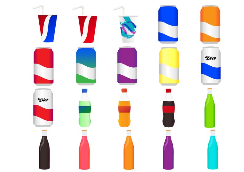 SODA POP CLIPART Soft Drink Beverages Digital Clip Art Icons - Etsy