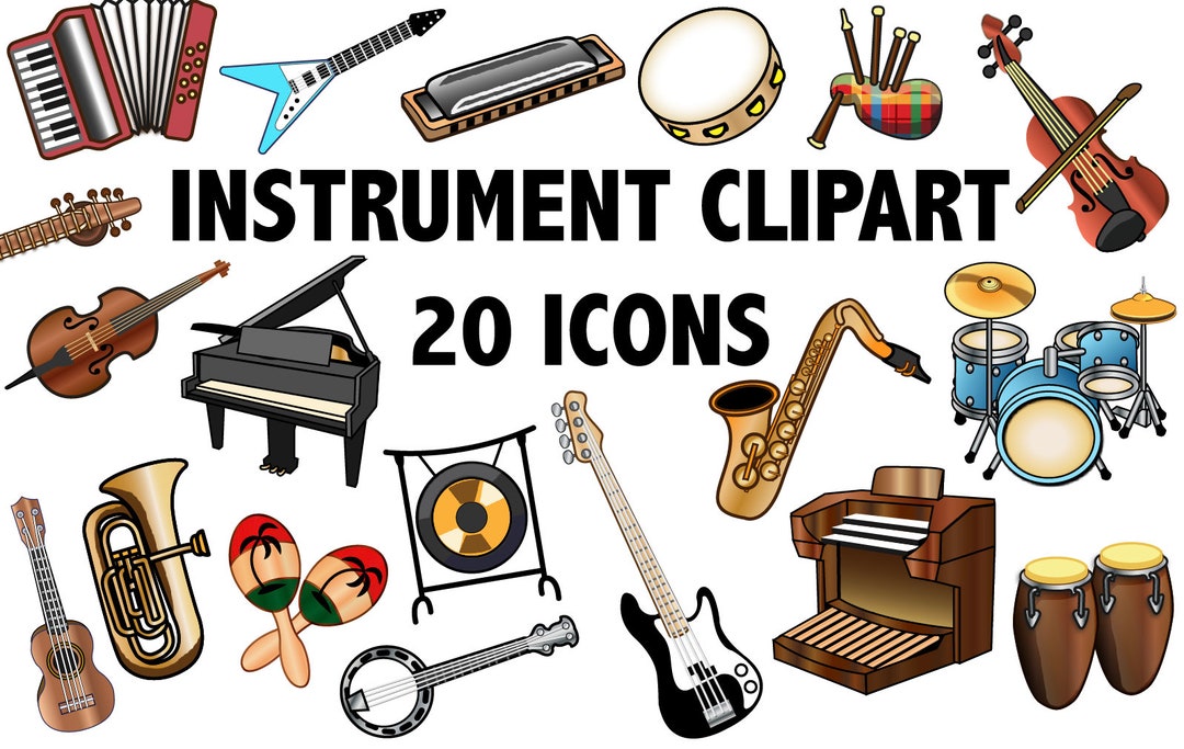 INSTRUMENT CLIPART Printable Band and Music Icons MUSIC Teacher ...