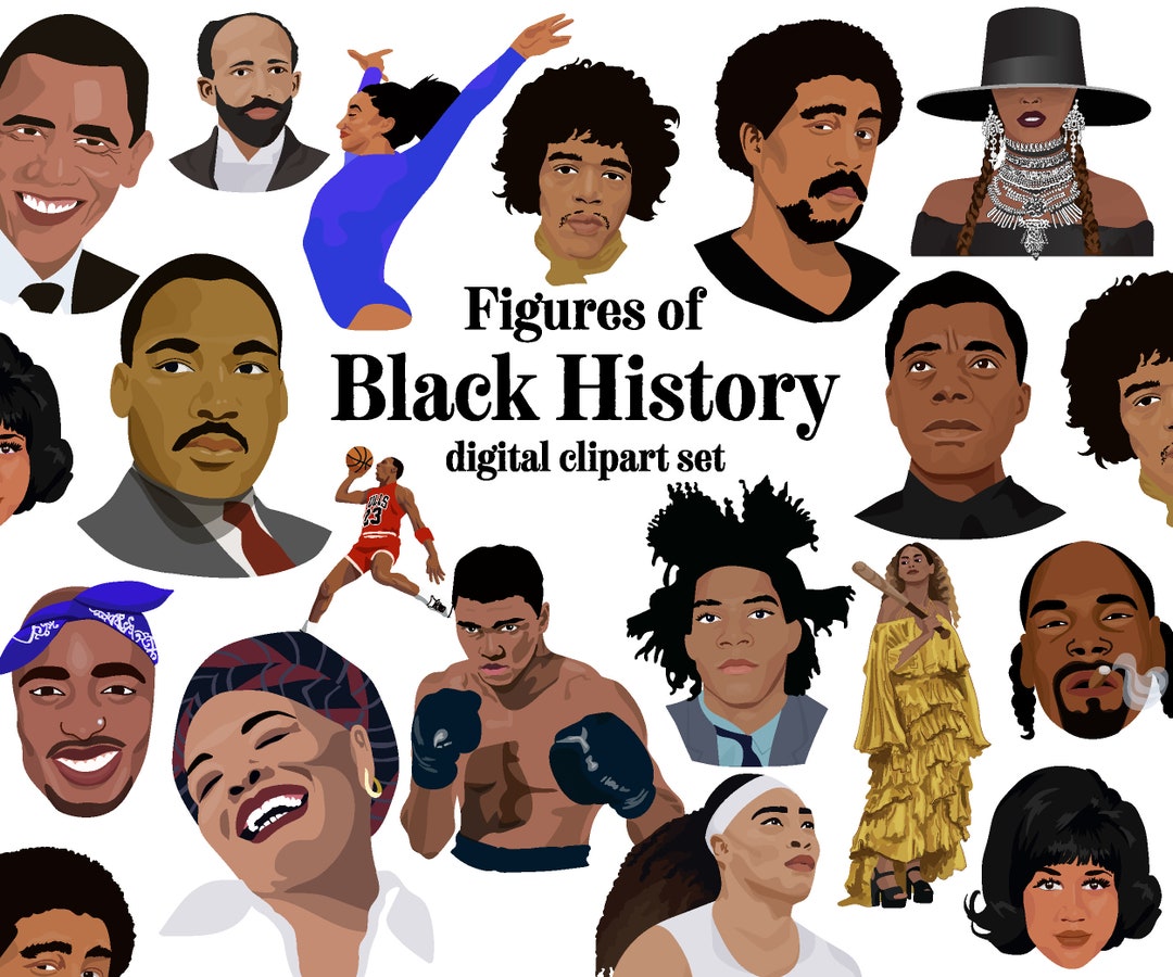 Figures of Black History Digital Clipart Set Black American Historical ...