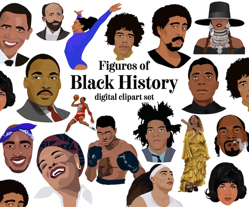 Figures of Black History Digital Clipart Set Black American Historical ...