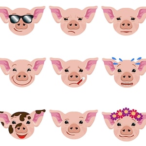 PIG CLIPART Pig Emoji Expressions ANIMAL Clip Art Illustrations Piggie ...