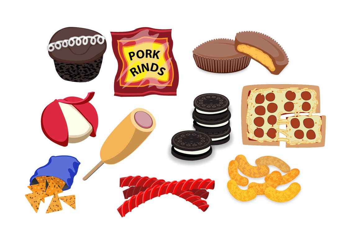 JUNK FOOD CLIPART Printable Snack Pizza Cookies Dessert and - Etsy