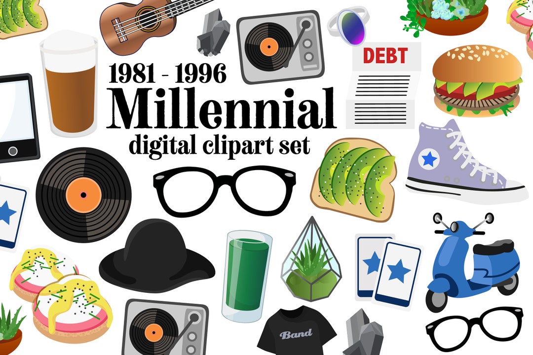 Millennial Digital Clipart Set Hipster Icons Printable Retro Party ...