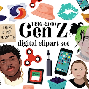 Gen Z Clipart Set: Funny 00s 10s Zoomer Graphics (PNG, JPEG, SVG) - Etsy