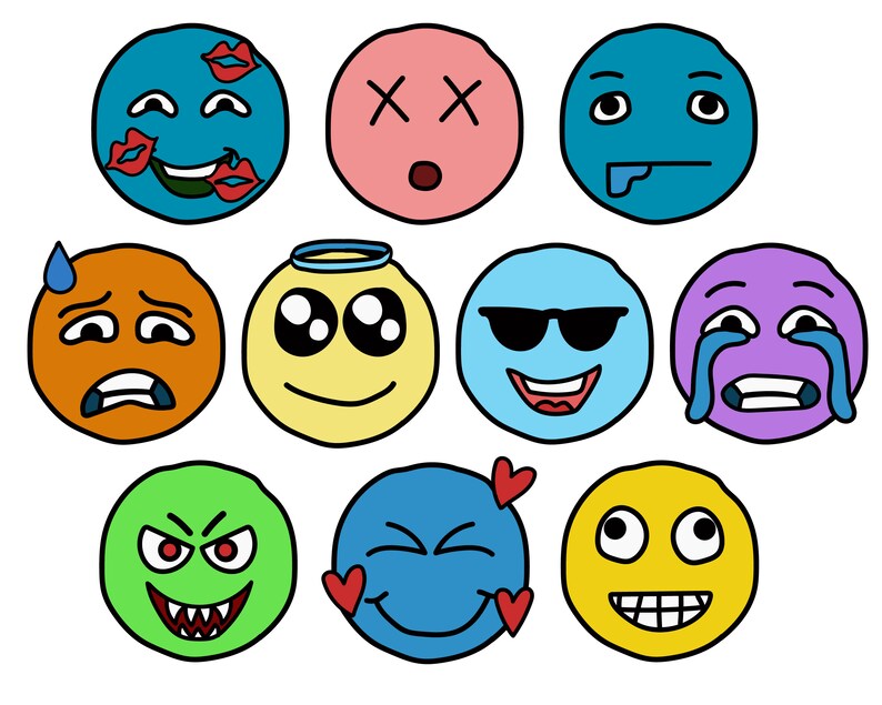 Build Your Own EMOJI Design Kit Hand Drawn Style Custom | Etsy