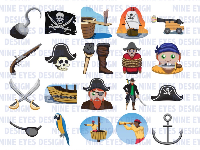 PIRATE CLIPART Pirates Digital Pirate Ship Clip Art Set Peg - Etsy