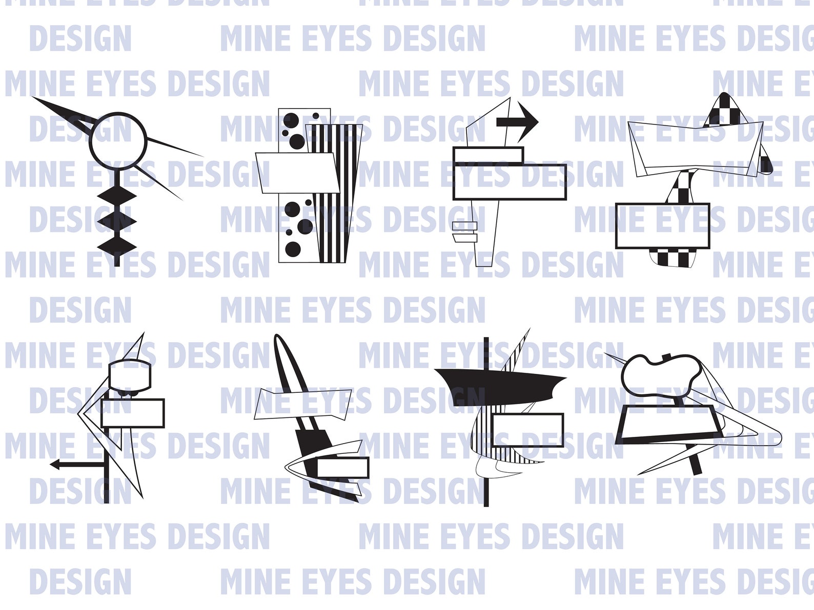 Googie Sign Clipart Mid Century Modern Design Icons 1950s - Etsy