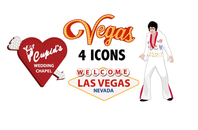LAS VEGAS CLIPART Elvis Presley Rock and Roll and Cupid's - Etsy