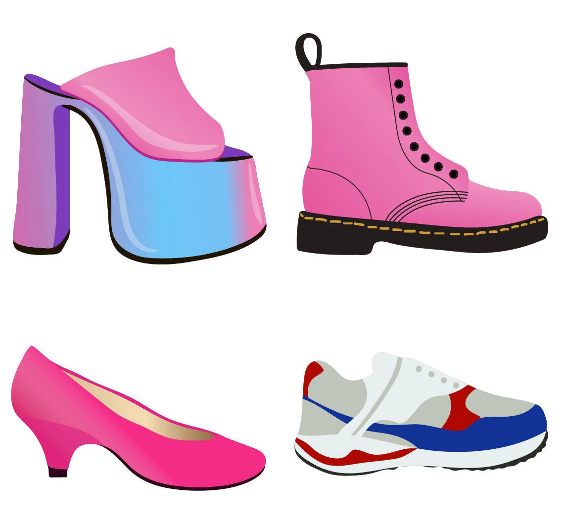 OLD SCHOOL SHOES Clipart Retro Shoe Icons 80's 90's - Etsy