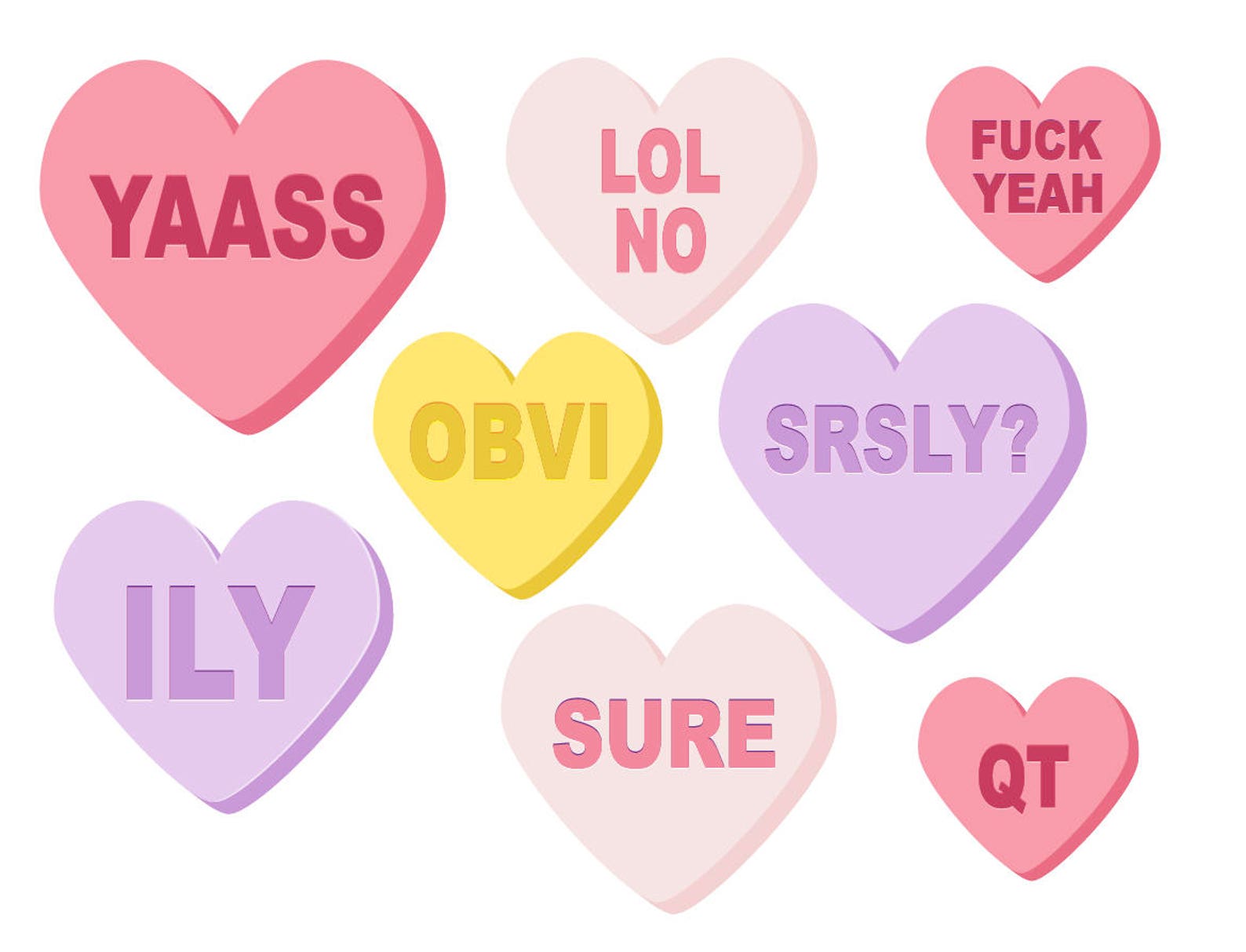 CONVERSATION HEARTS CLIPART Valentine's Day Candy Heart | Etsy