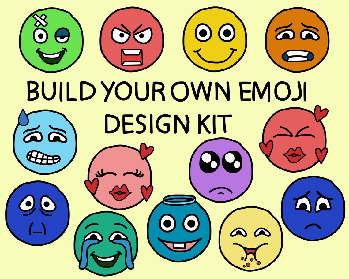 Build Your Own EMOJI Design Kit Hand Drawn Style Custom - Etsy