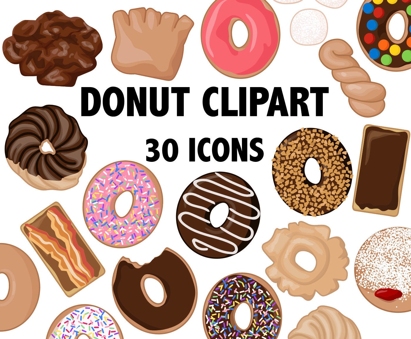 DONUT CLIPART Bakery Icons Printable Doughnut Clip Art Icons - Etsy Canada