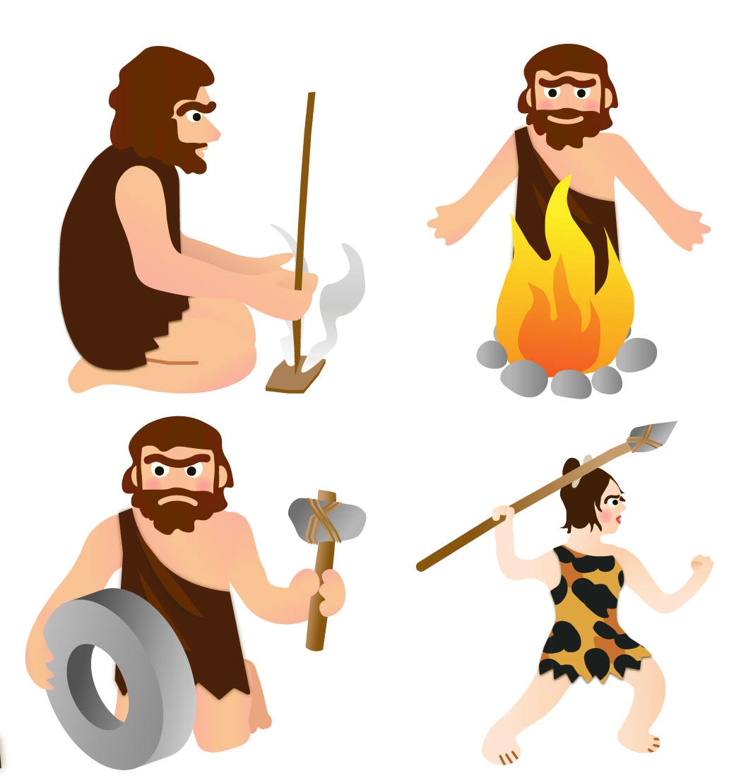 CAVEMAN CLIPART neanderthal stone age clipart printable | Etsy