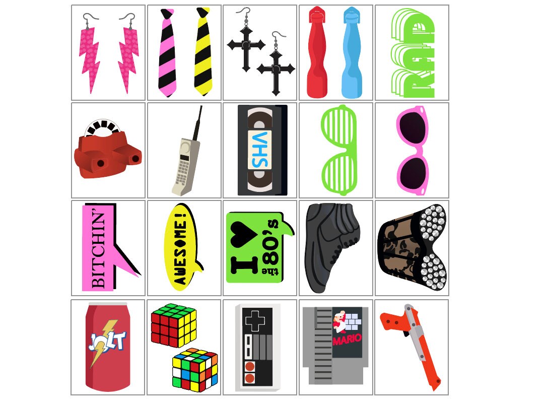 80s Printable Party Props 1980's RETRO Party Decorations - Etsy