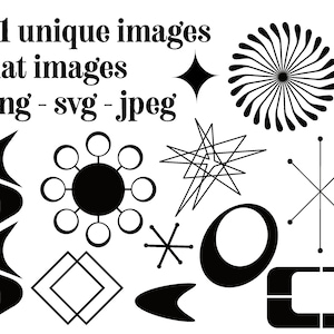 Mid-century Abstract Shapes Clipart: Retro Design Elements (PNG, JPEG ...