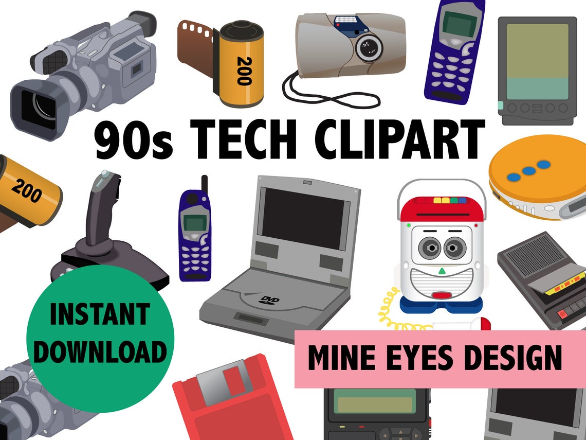 90'S TECH CLIPART Retro 90's Toys and Technology | Etsy