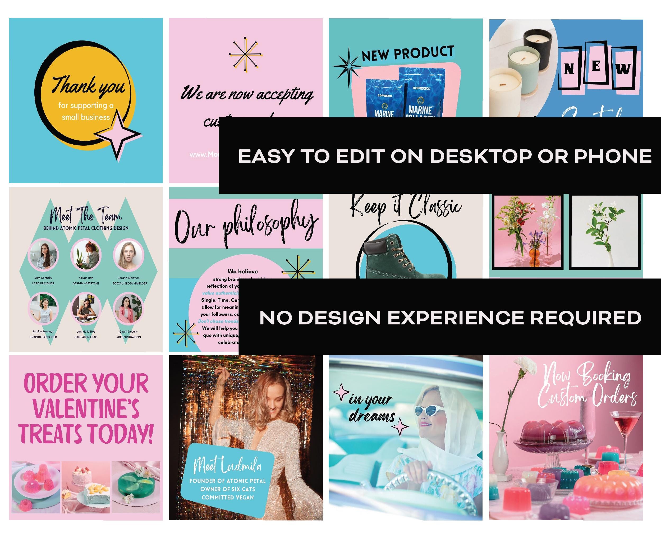 Retro Instagram Post Templates: 50s Googie Designs, Canva Editable (30 ...