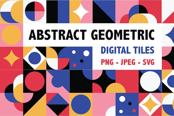 ABSTRACT GEOMETRIC Digital Tile Clipart Colorful Shapes | Etsy