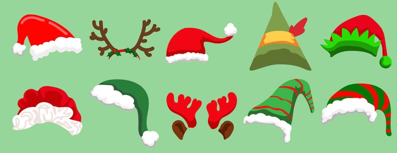 CHRISTMAS HAT CLIPART Holiday Xmas Icons Santa Claus - Etsy