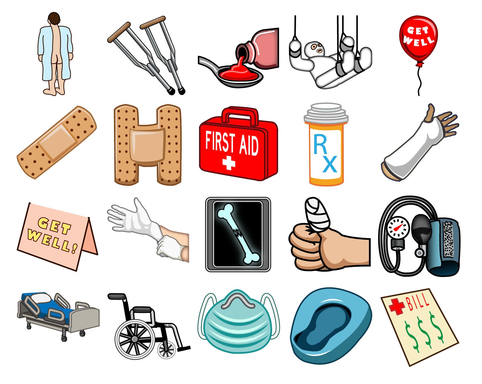 GET WELL CLIPART Hospital Medical and Health Icons Doctor - Etsy Canada