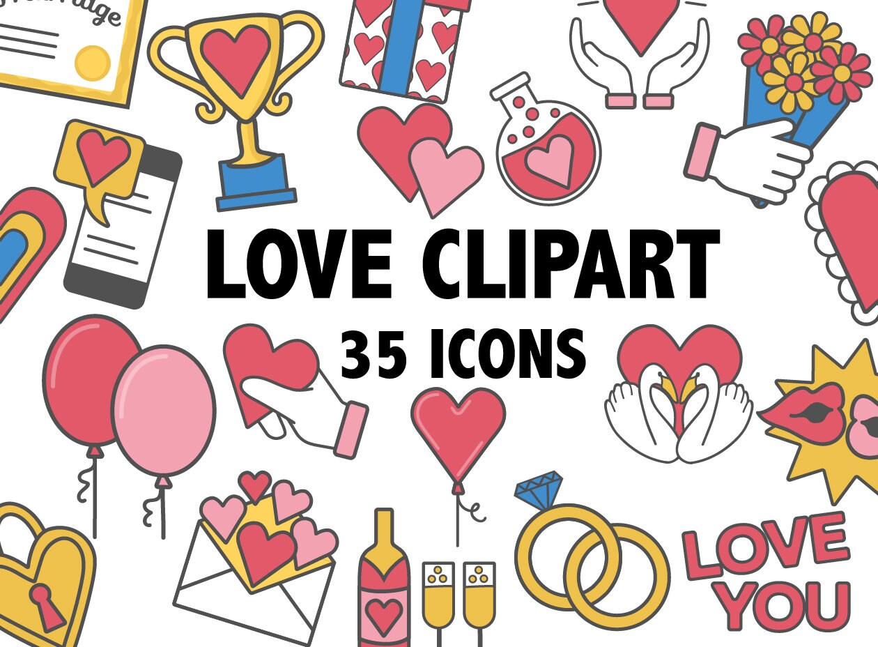 VALENTINE CLIPART Design Collection Printable Love | Etsy