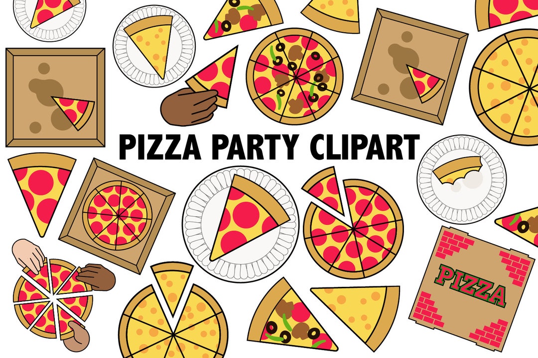 Pizza Party Clipart: Pizza Parlor Decor, Birthday Icons (PNG, JPEG, SVG ...