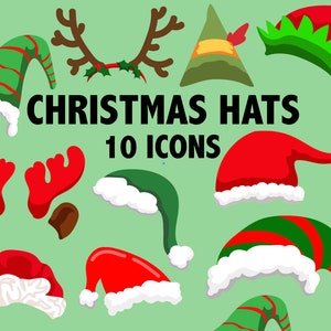 CHRISTMAS HAT CLIPART Holiday Xmas Icons Santa Claus Costume Printable ...