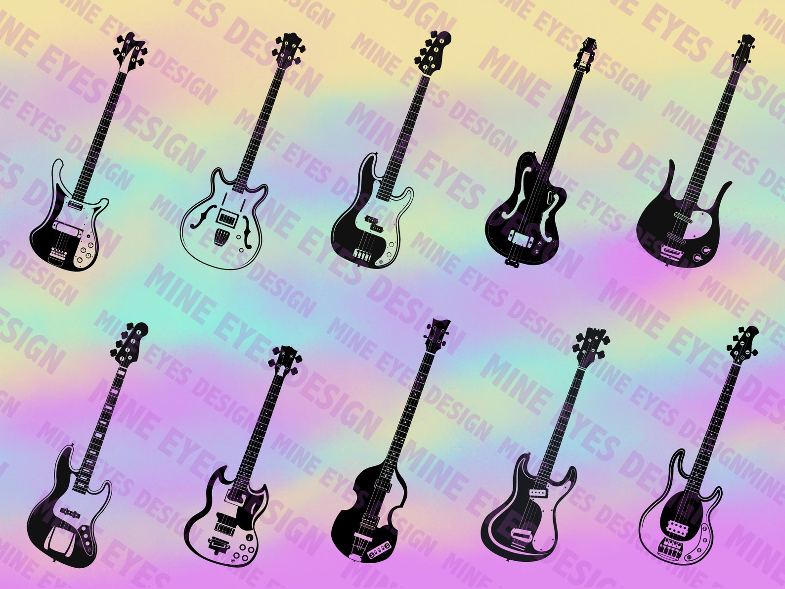 BASS GUITAR SVG Instrument Clipart Cut Files and Classic - Etsy