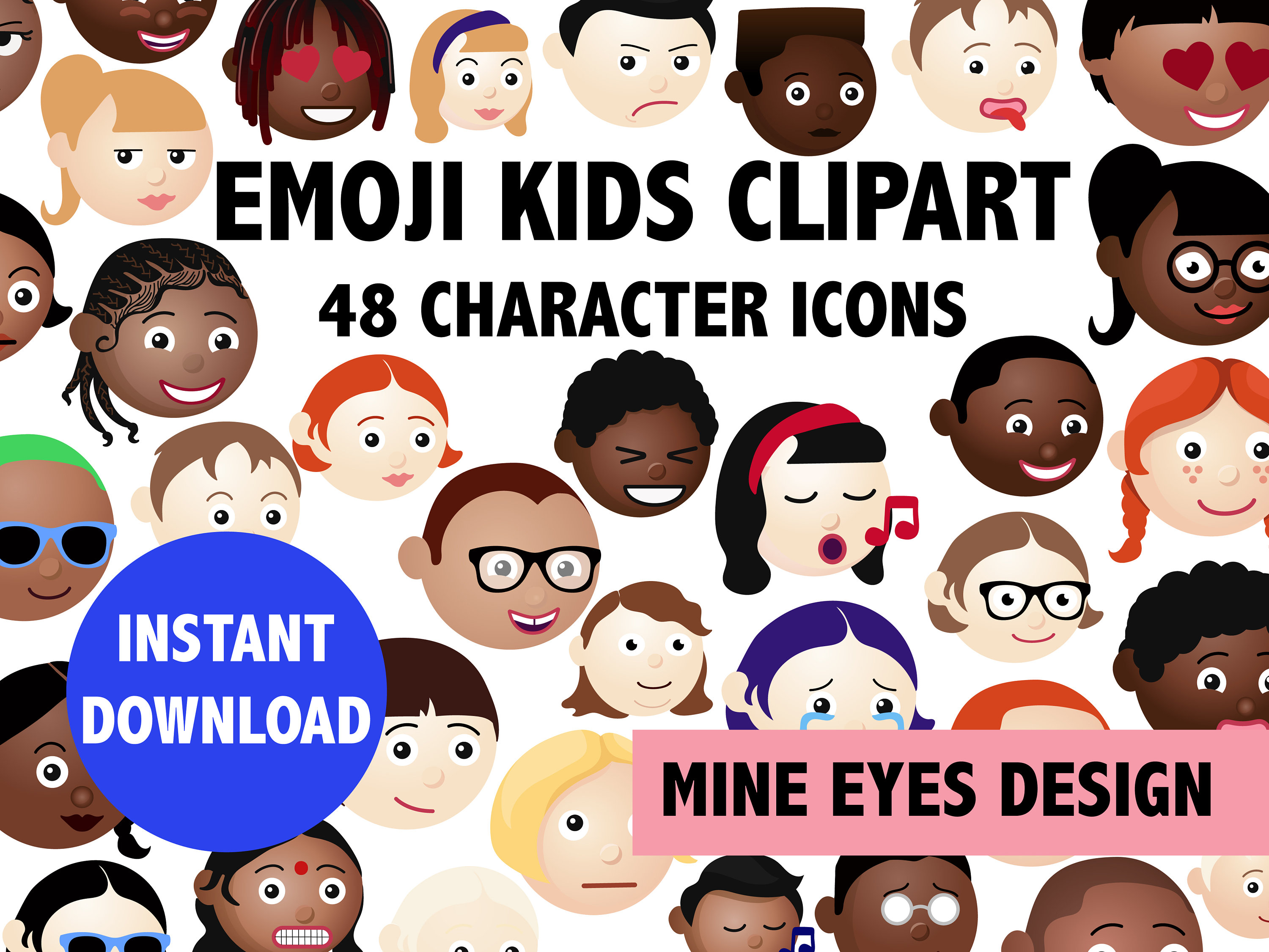 EMOJI CHARACTERS CLIPART Diverse and Expressive Character - Etsy