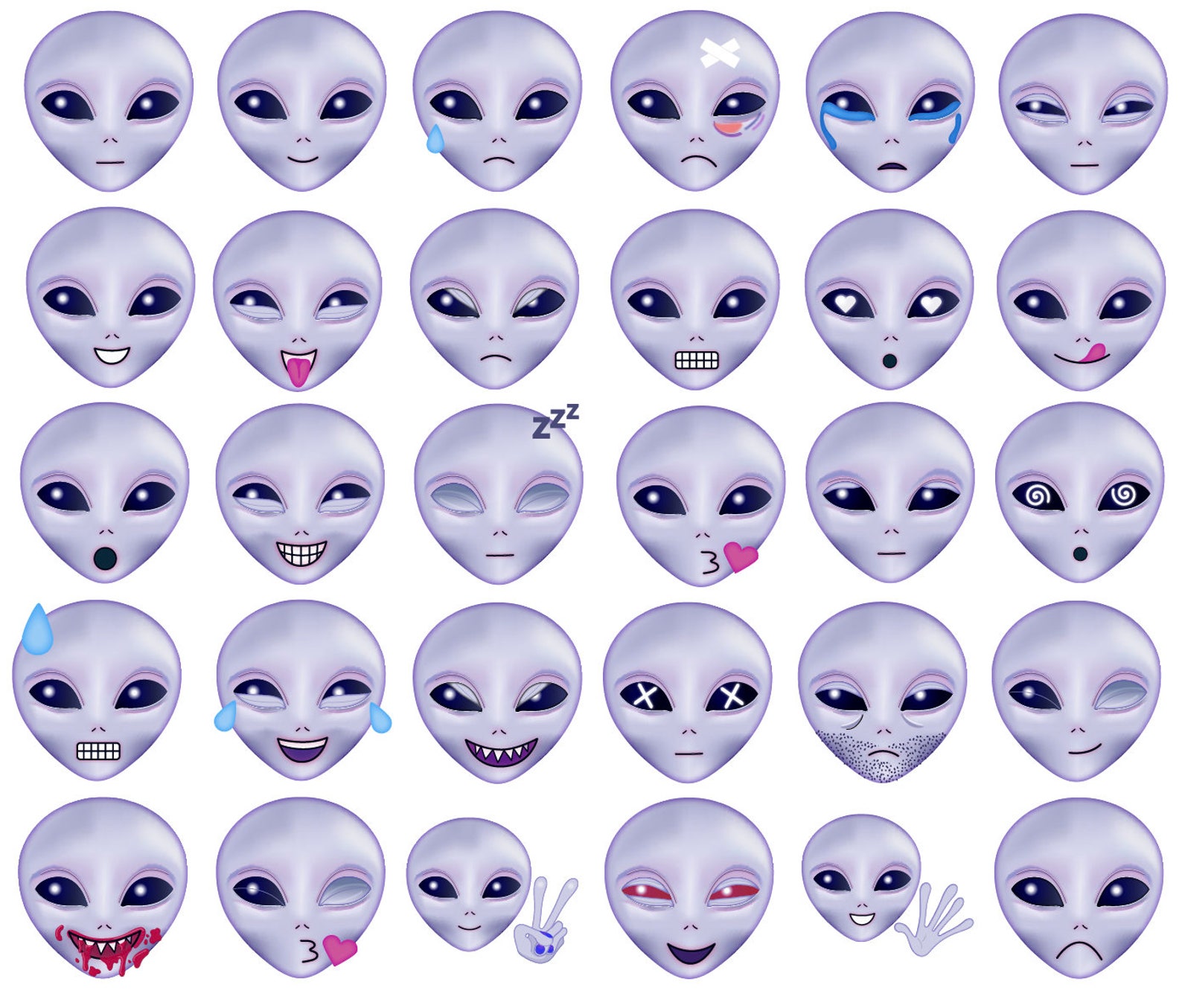 ALIEN CLIPART Extraterrestrial Outer Space Emoji Icons | Etsy