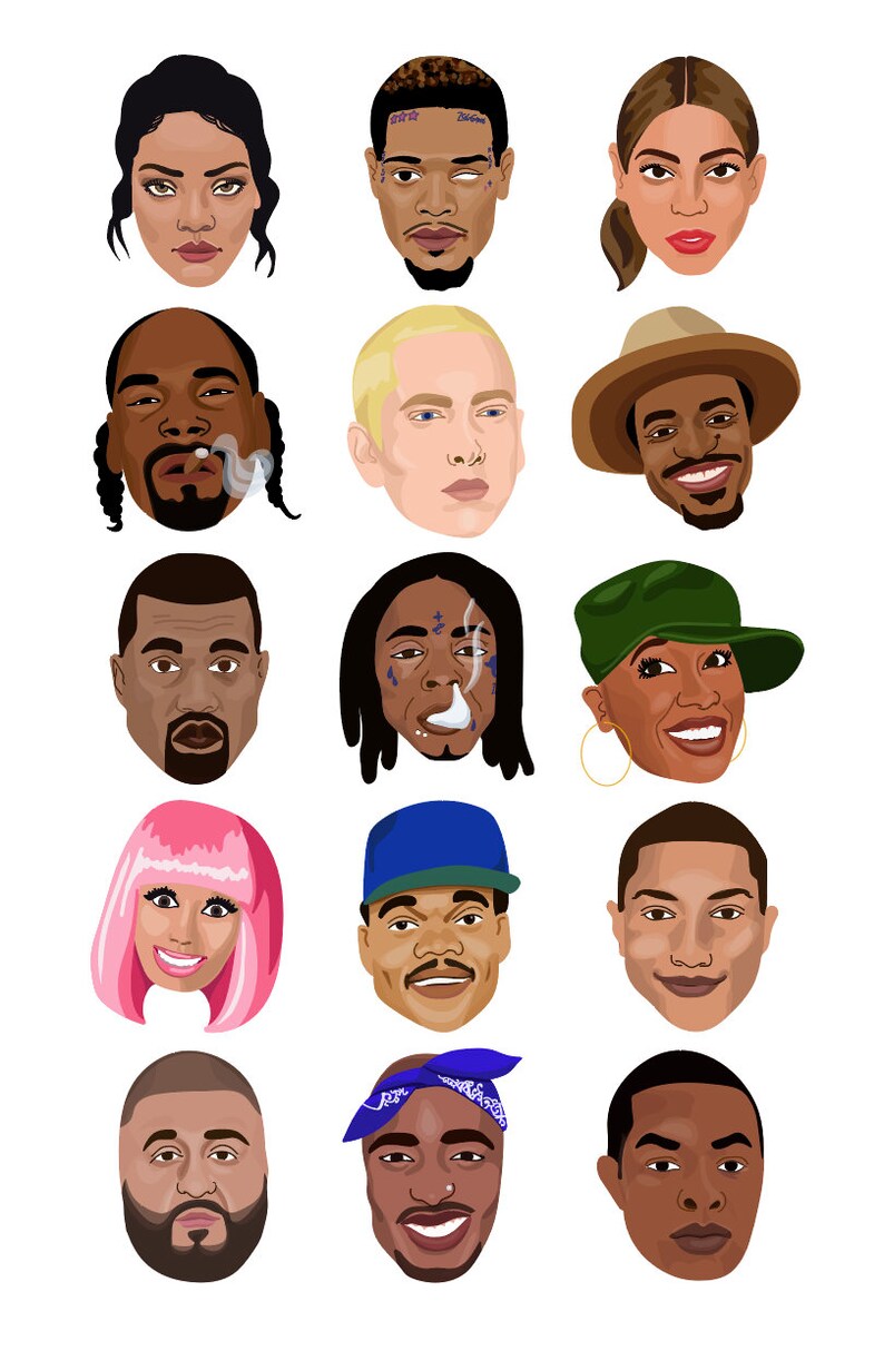 HIP HOP LEGENDS Rappers singers musicians and producers | Etsy