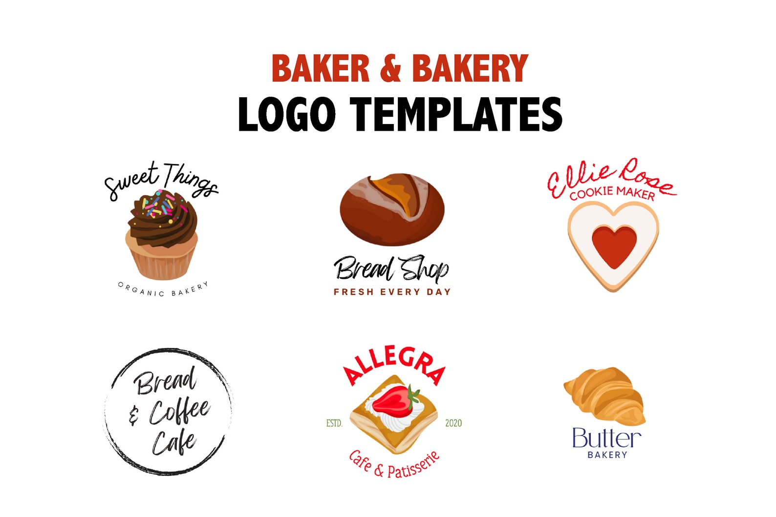 Baker and Bakery Logo Templates Digital Customizable Canva | Etsy
