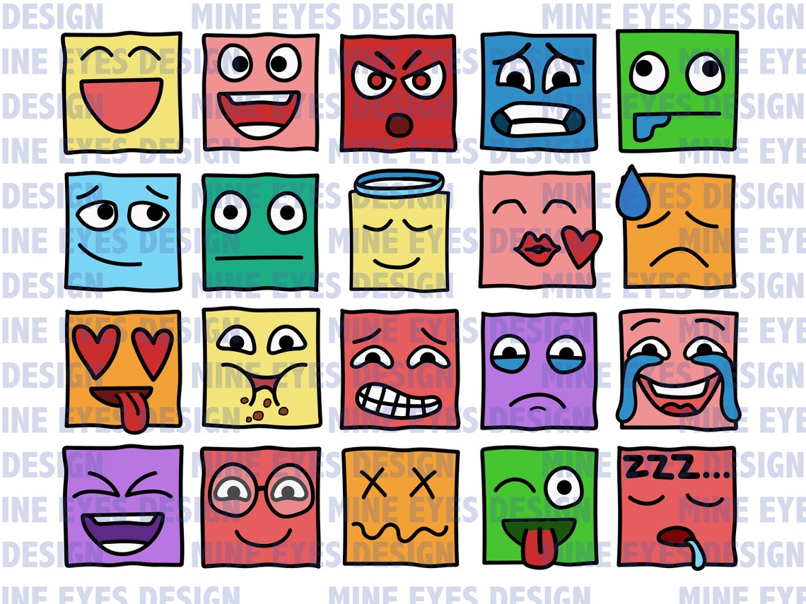 EXPRESSIONS & MOODS ILLUSTRATIONS Emoji Face Clip Art Digital - Etsy
