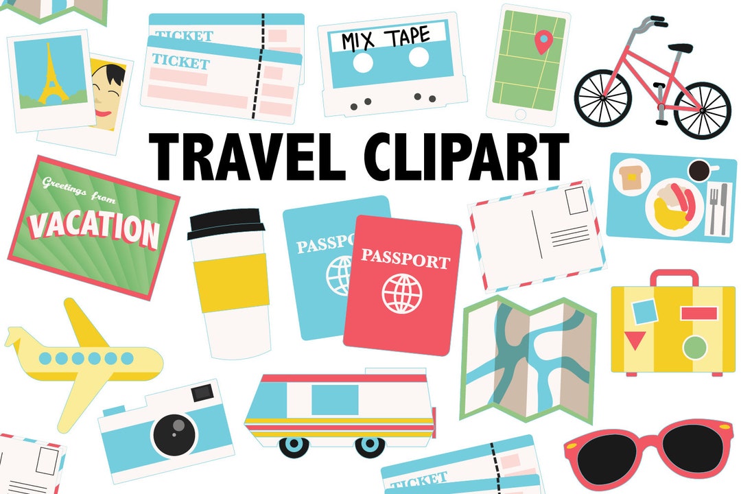 TRAVEL CLIPART Printable Vacation Adventure Icons International ...