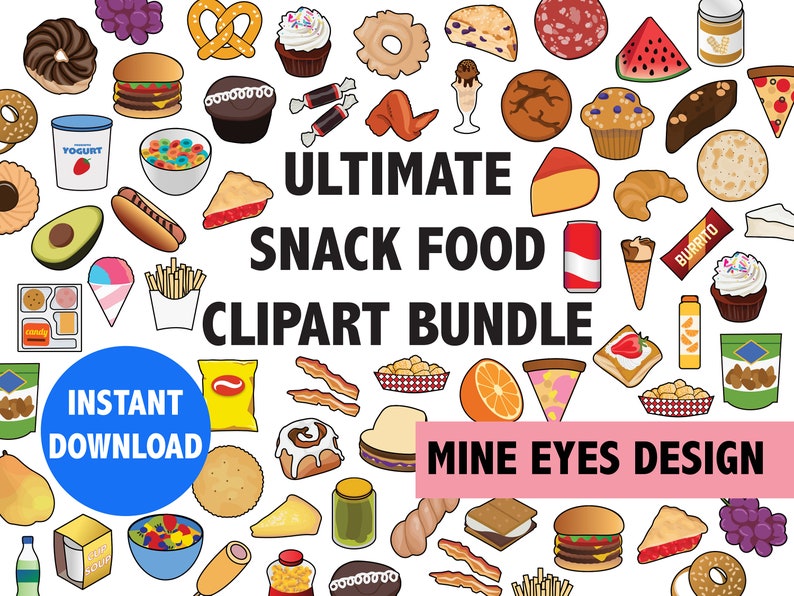 Snack Food Clipart Set: 56 PNG, SVG, and JPEG Files (digital Download ...
